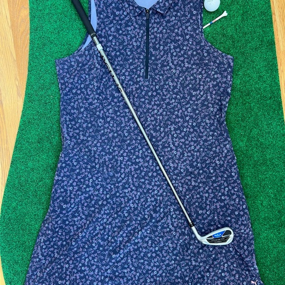 Puma | Dresses | Puma Blue And Purple Floral Golf Dress | Poshmark